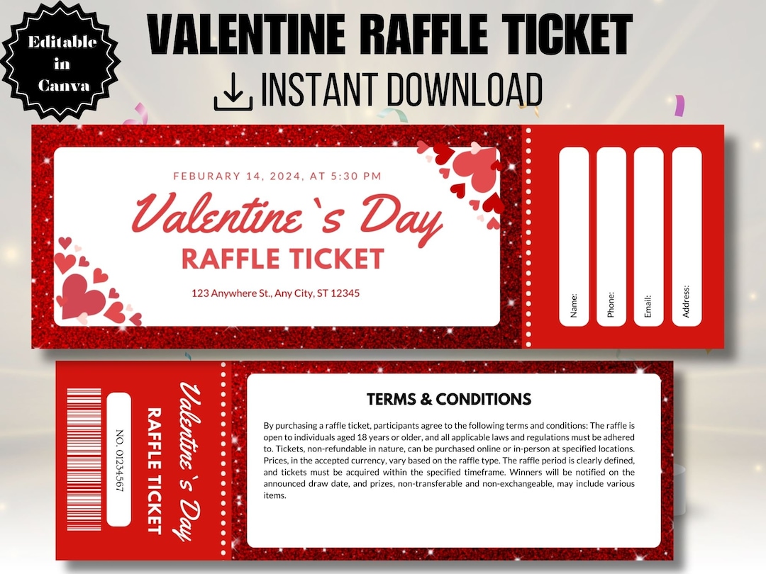 Editable Raffle Ticket, Event Raffle Ticket, Customizable Raffle Ticket ...