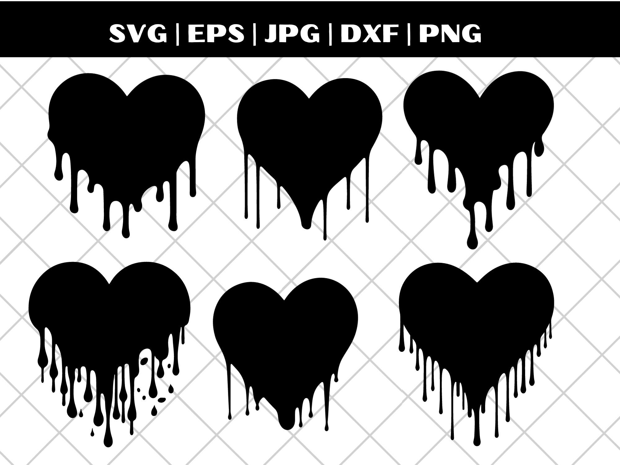 Melting Heart SVG, Black Dripping Heart Clipart, Heart Cut File ...