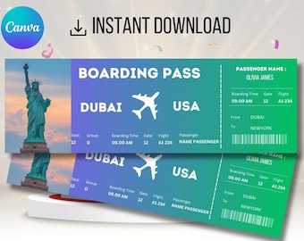 Editable Boarding Pass Template, Canva Boarding Pass, Customizable ...