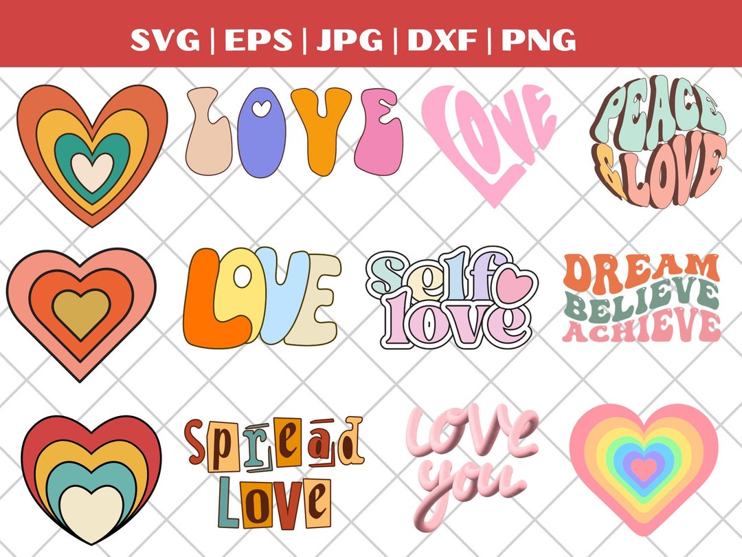 Retro Love Heart SVG Retro Love Heart PNG Retro Heart - Etsy