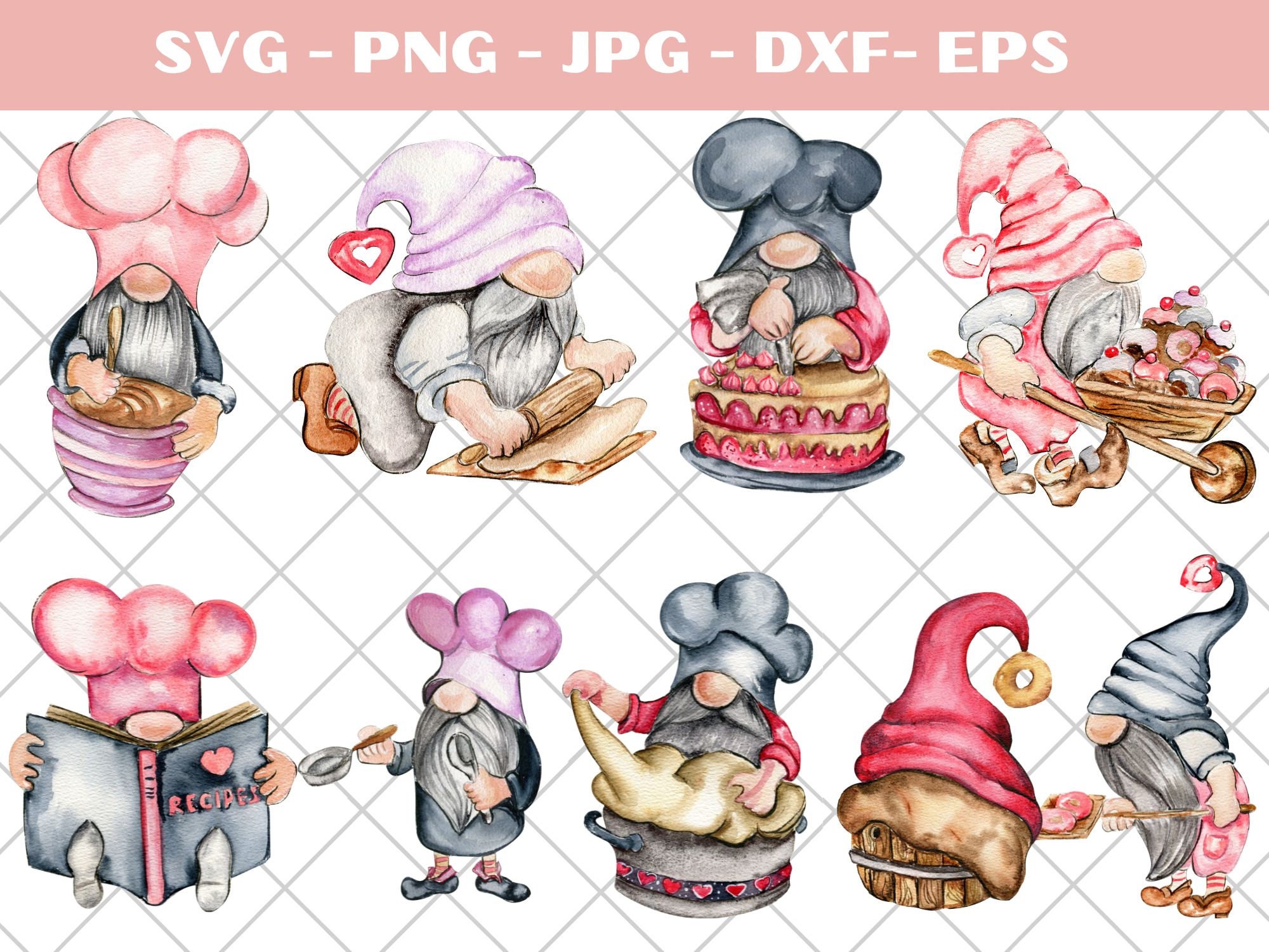 Cooking Gnome Svg, Chef Gnome Svg, Gnomes Svg Kitchen, Svg Baking Gnome ...