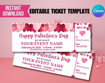 Editable Valentine Coupon, Surprise Gift Ticket, Valentine's Day Ticket ...