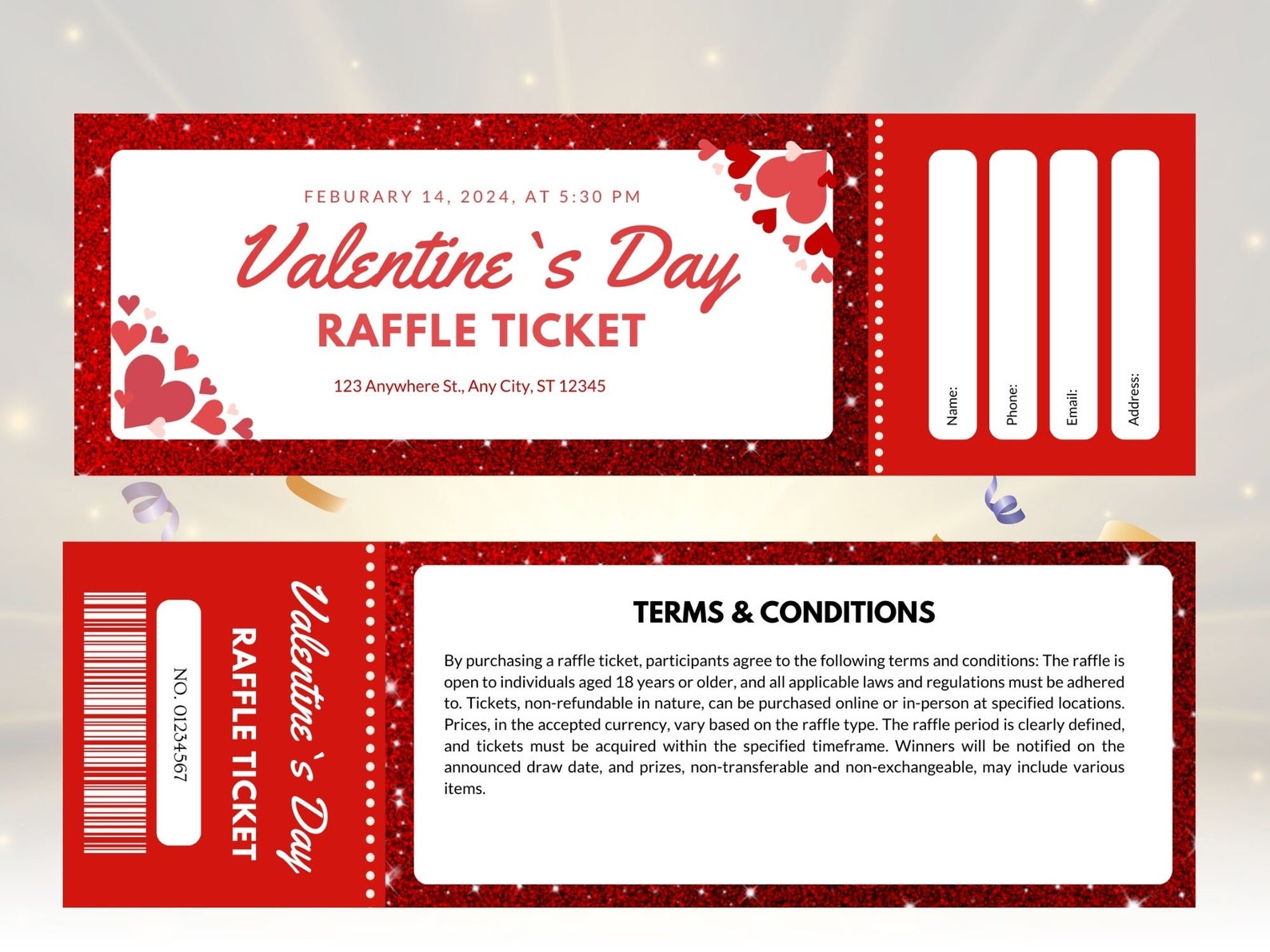 Editable Raffle Ticket, Event Raffle Ticket, Customizable Raffle Ticket ...