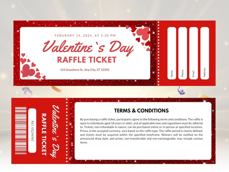 Editable Raffle Ticket, Event Raffle Ticket, Customizable Raffle Ticket ...