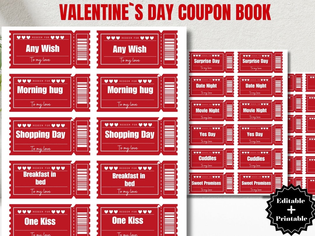 Printable Love Coupon for Him & Her , Editable Canva Template, Digital Couples Coupon ...