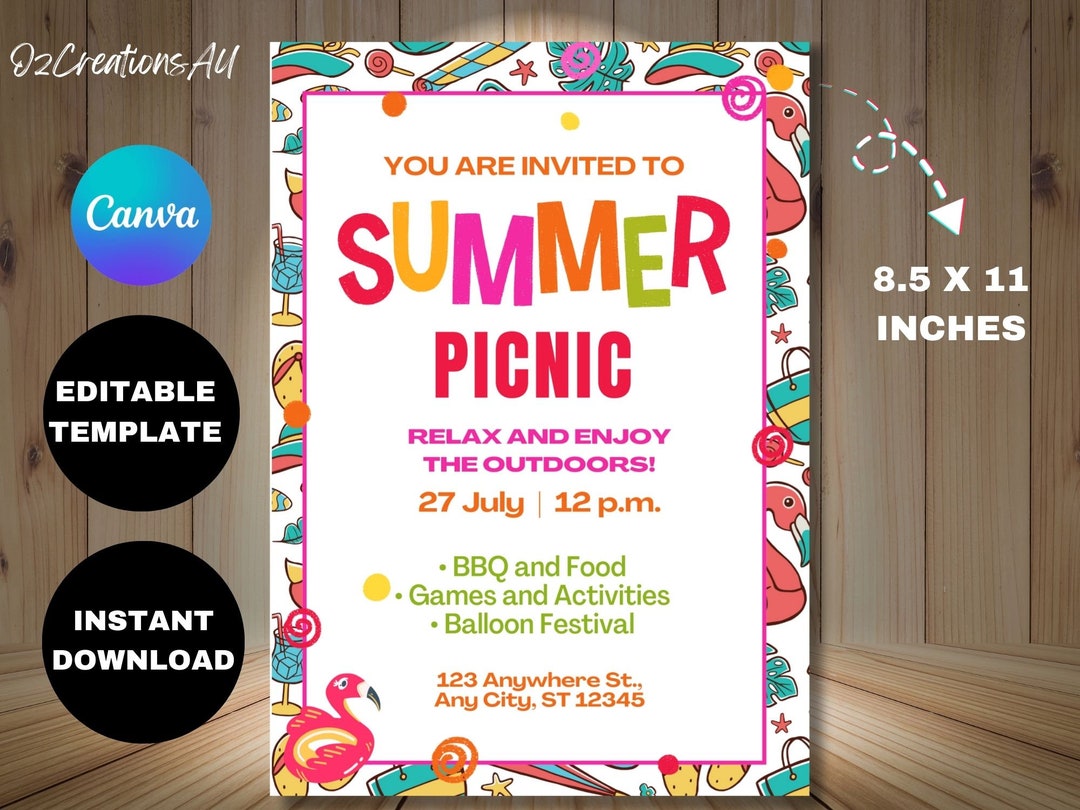 Company Picnic Flyer Editable Template, Work Appreciation Party, Canva ...