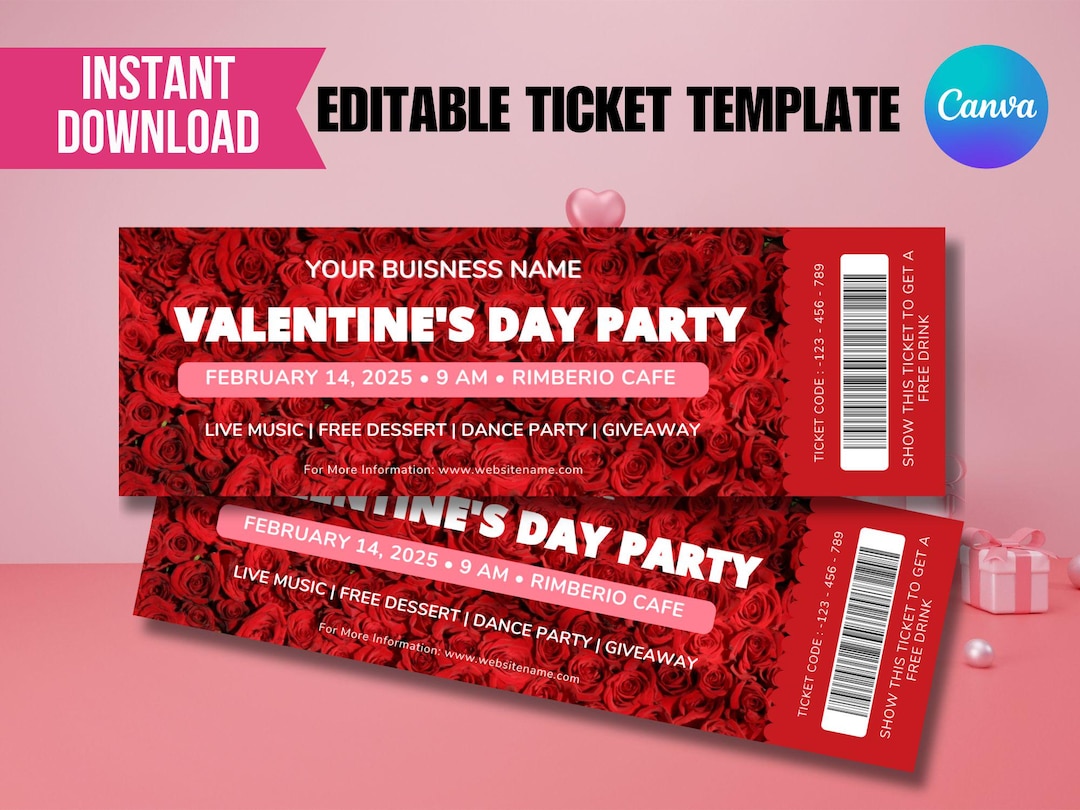 Valentine's Day Ticket, Editable Valentine Coupon, Surprise Gift Ticket ...