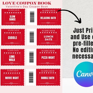 Love Coupon Book Printable Editable Love Coupons Couple Coupons ...