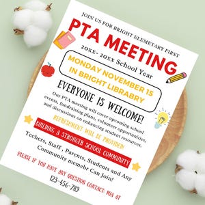PTO PTA Meeting Flyer, Pto/pta Information Meeting Flyer, Editable ...