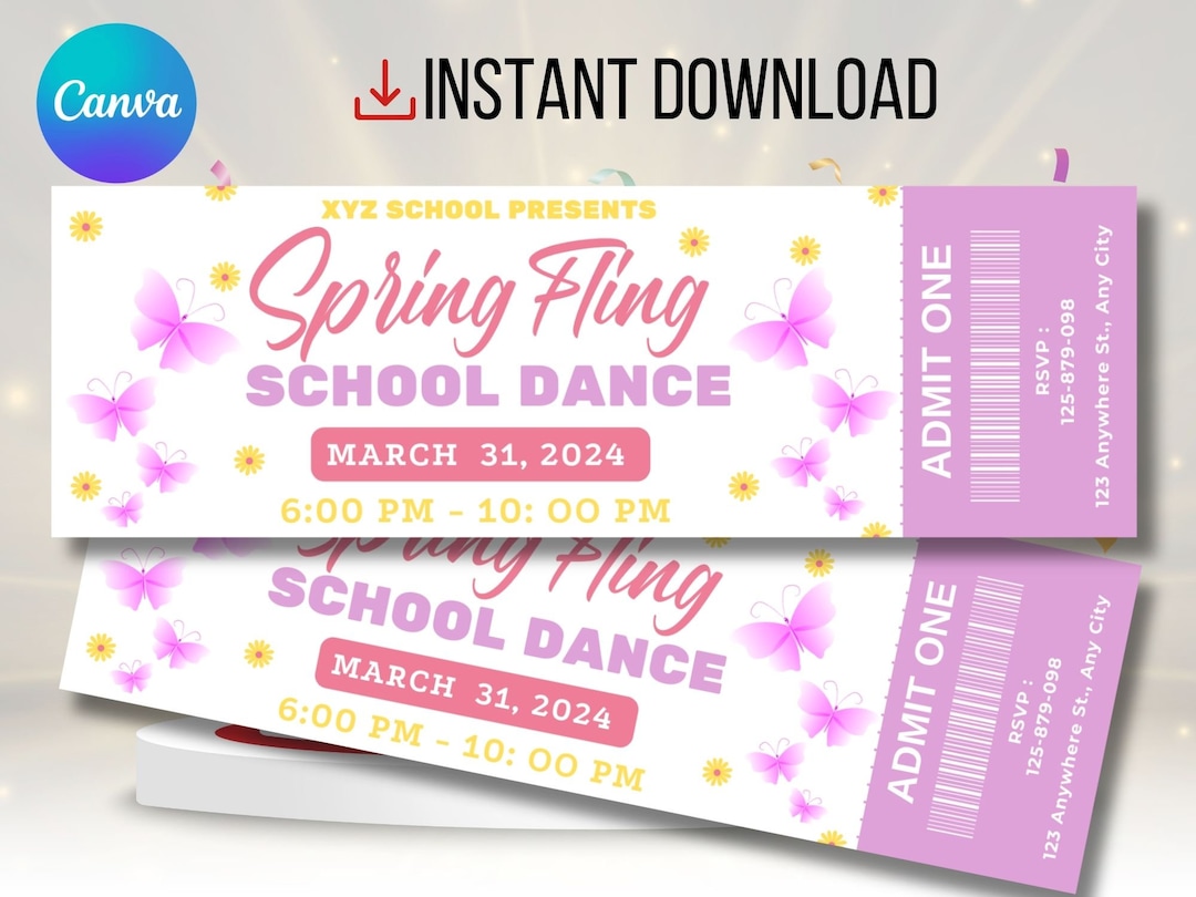 Editable Spring Fling Dance Ticket Template (digital Download) - Etsy