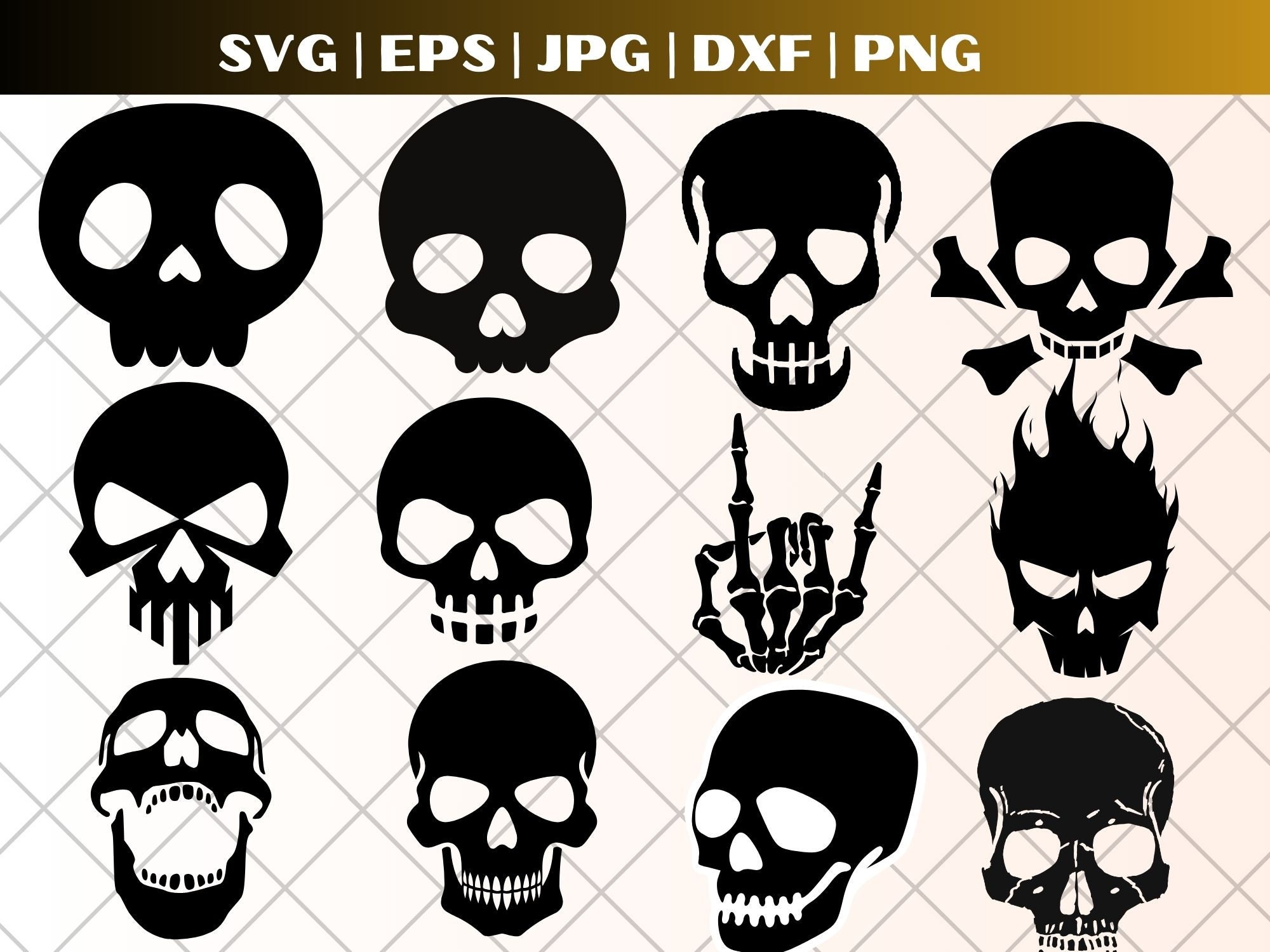 Skull Svg Bundle, Skull Png Files, Sugar Skulls Svg, Skull Clipart, Svg ...