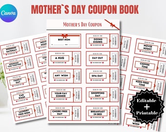 Editable Mother's Day Coupons, Mother's Day Gift, Printable Mothers Day ...