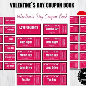 Customizable Love Coupon Book | Printable Coupon Book, Valentine's Day ...