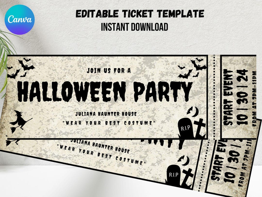 Editable Halloween Party Ticket Invitation (digital Download) - Etsy
