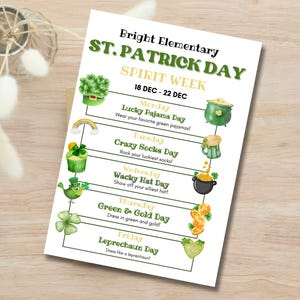 St. Patrick’s Spirit Week Flyer, March PTO Schedule, St. Patty’s PTA ...
