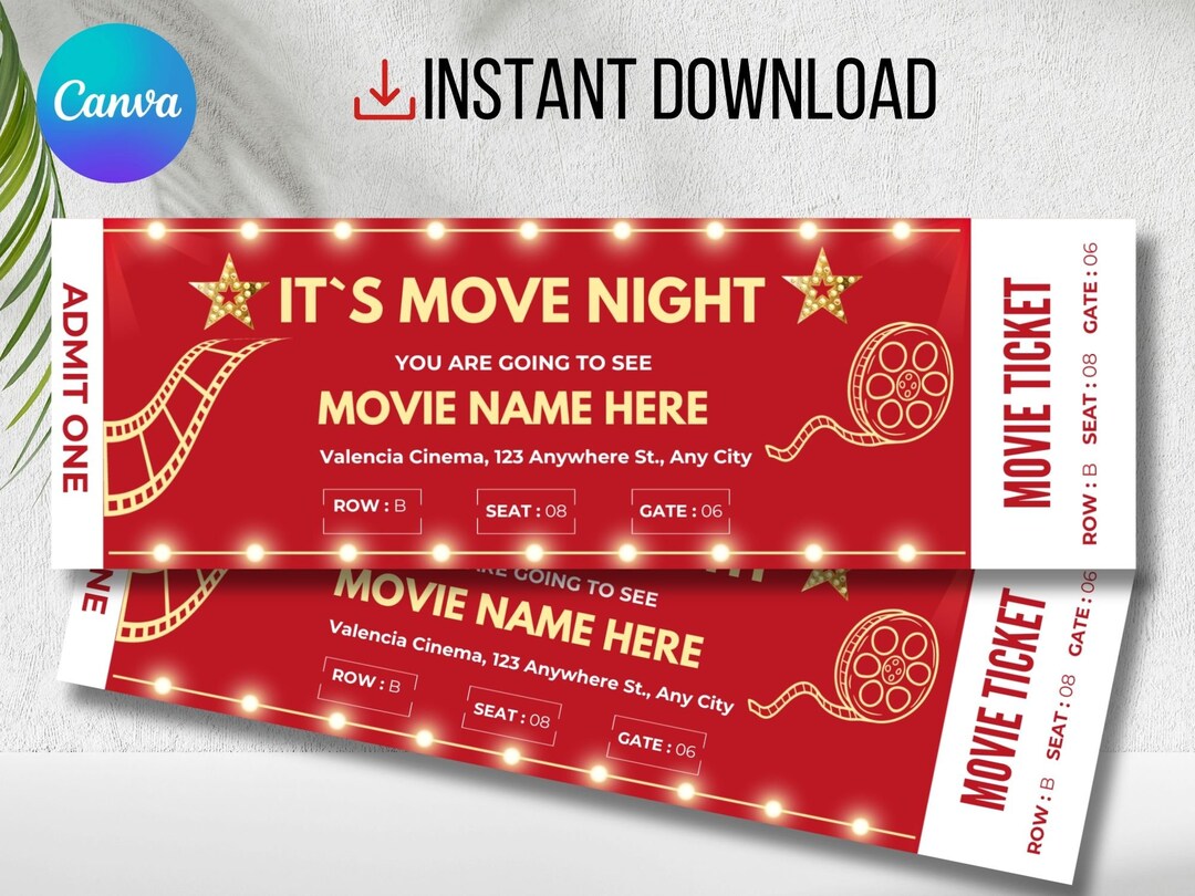 Editable Movie Night Ticket Template (digital Download) - Etsy
