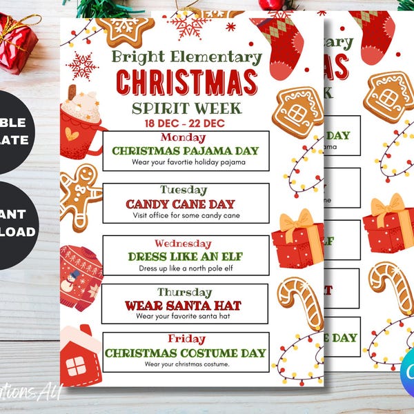 Holiday Spirit Week Flyer - Etsy