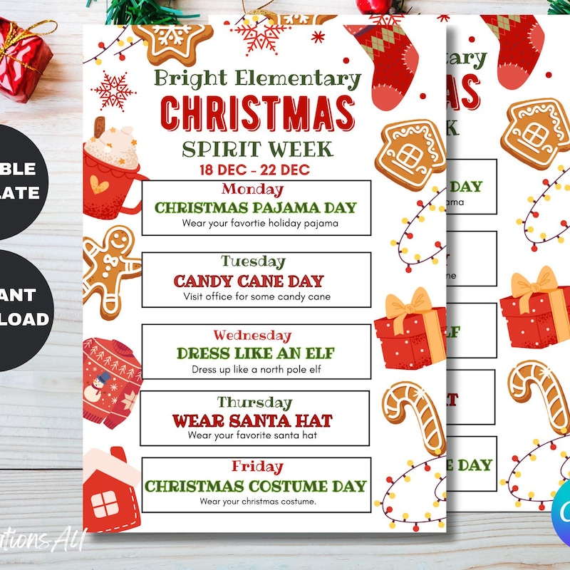 Holiday Spirit Week Flyer - Etsy