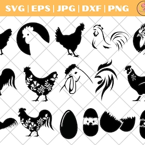 Chicken Svg Bundle Hand Drawn Chicken Svg Rooster Svg - Etsy