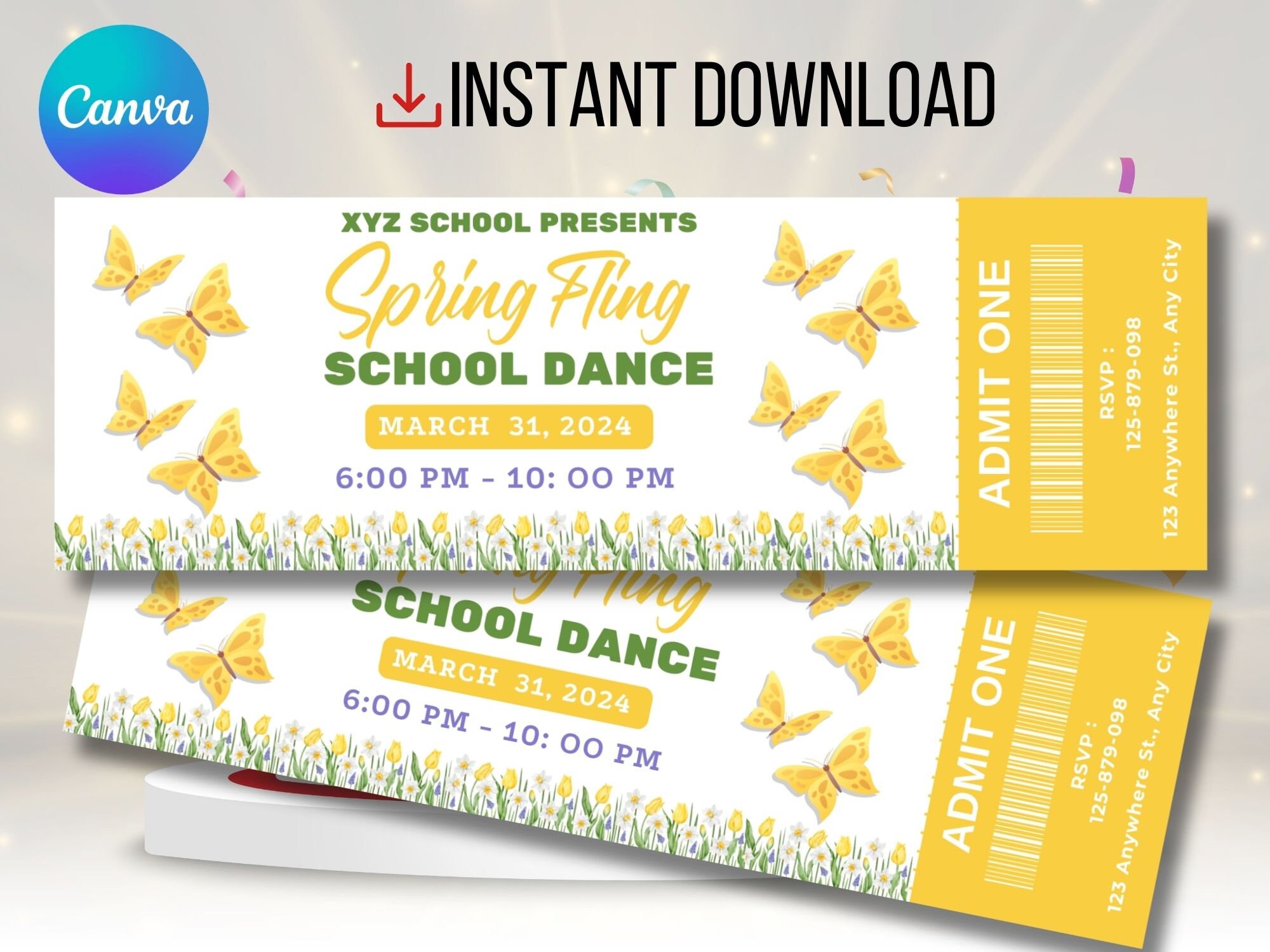 Editable Spring Fling Dance Ticket Template (digital Download) - Etsy