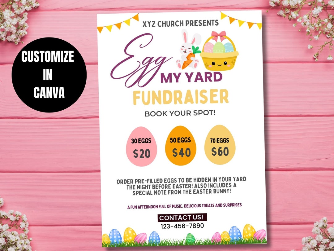 Egg My Yard Fundraiser Flyer Pto Template Easter Fundraising Flyer ...