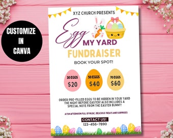Easter Egg My Yard Fundraiser Flyer, Editable Easter Event Marketing ...