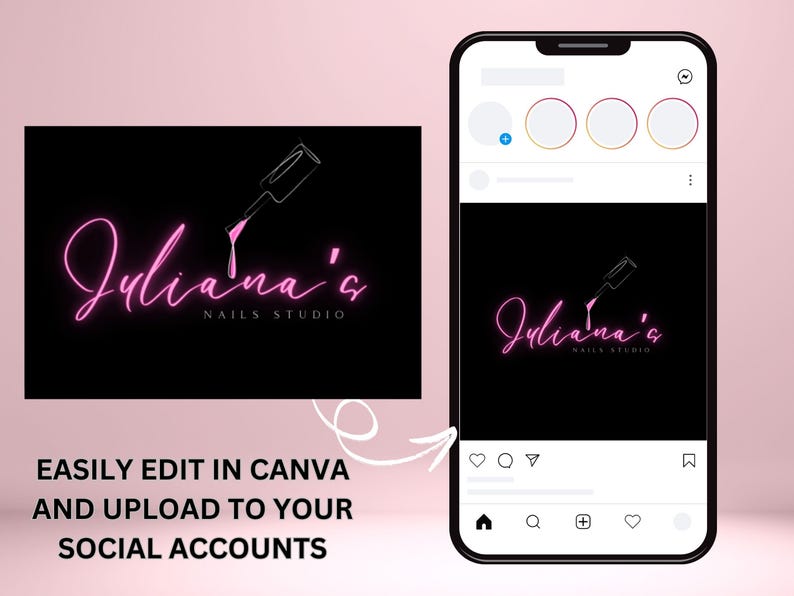 Custom Nail Maker Logo, Pink Nail Tech Logo, Nail Logo Designs, Beauty ...
