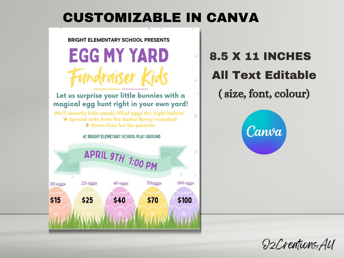 Egg My Yard Fundraiser Template, Editable PTO Easter Egg Hunt Flyer ...