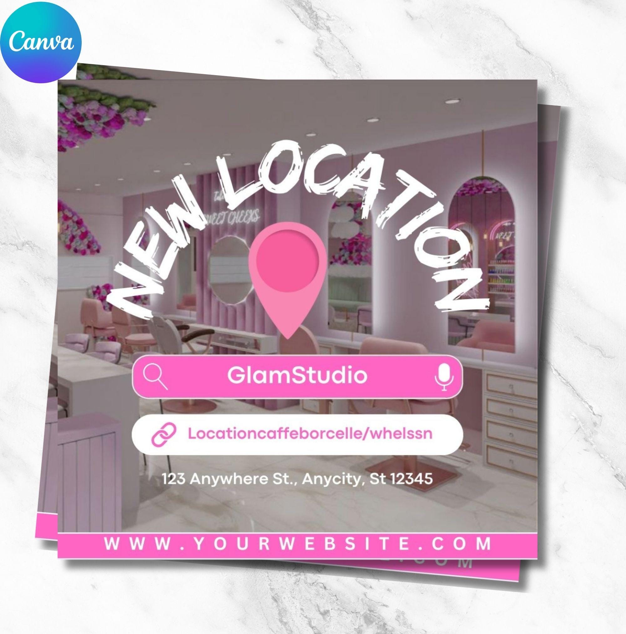 New Location Beauty Flyer: Business Announcement Template (canva ...