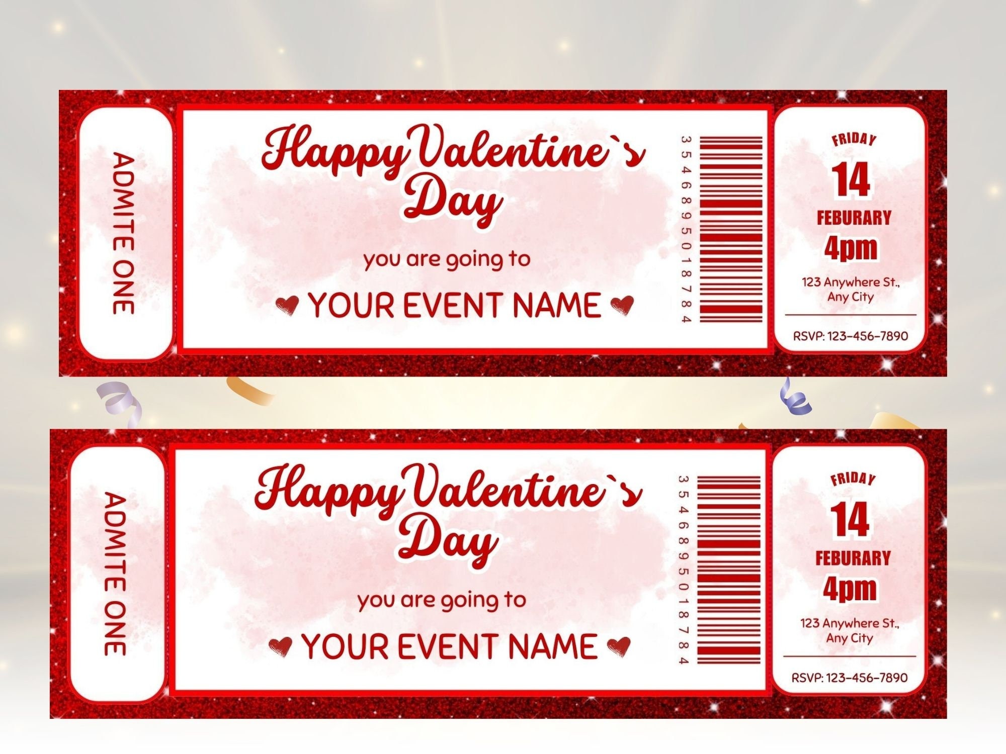 Valentine's Day Ticket, Editable Valentine Coupon, Surprise Gift Ticket ...