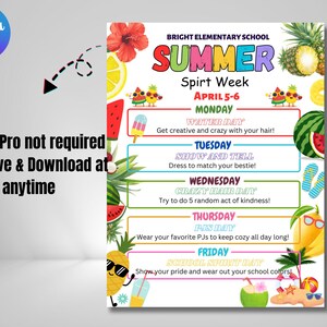 Editable Summer Spirit Week Flyer Template: Camp & Daycare Event ...