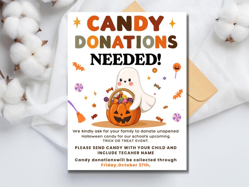 Halloween Candy Donation Flyer Template, Trunk or Treat Fundraiser ...