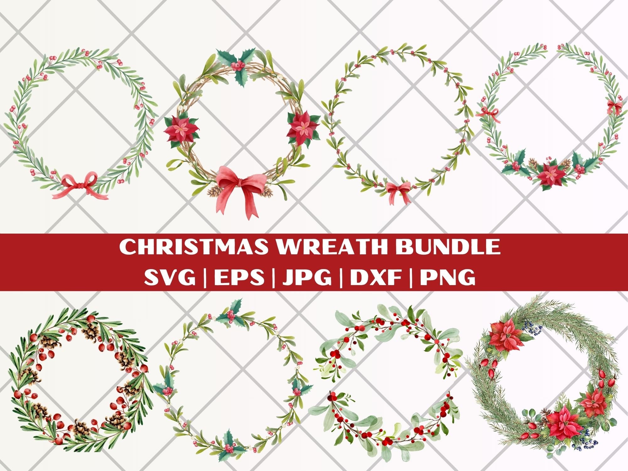 Christmas Wreath Svg Bundle, Holly Wreath SVG, Christmas Decor Svg ...