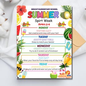 Editable Summer Spirit Week Flyer Template: Camp & Daycare Event ...