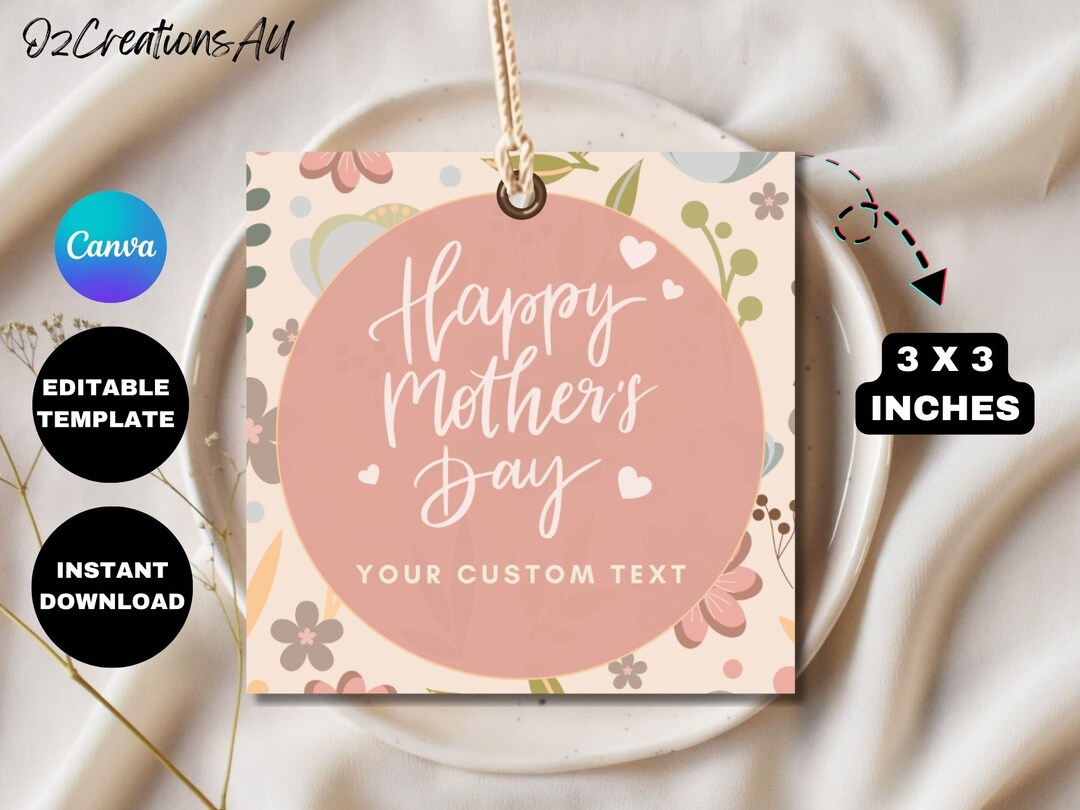 Happy Mother's Day Tag, Printable Mothers Day Gift Tags, Floral MOTHER ...