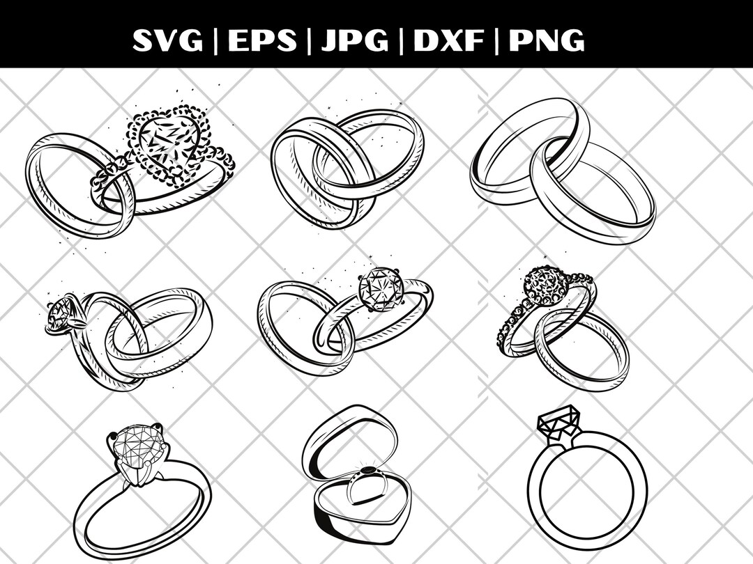 Marriage Rings Svg , Ring Svg, Wedding Svg, Clipart, Silhouette, Cricut ...