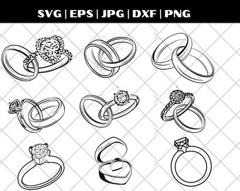 Marriage Rings Svg Bundle, Ring Svg, Wedding Svg, Clipart, Silhouette ...