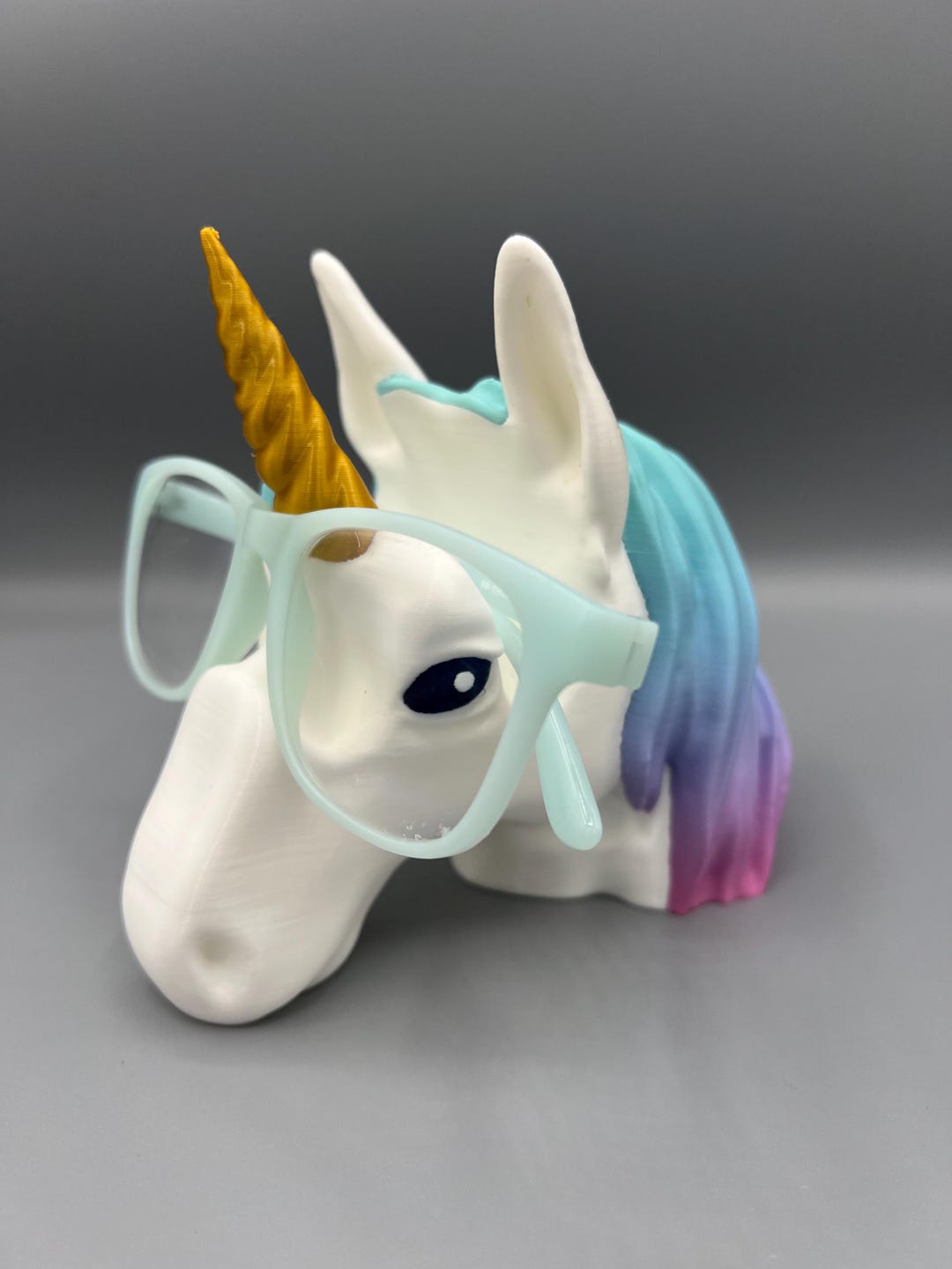 3D Printed Unicorn Eyeglass Holder: Rainbow Mane Desk Decor - Etsy
