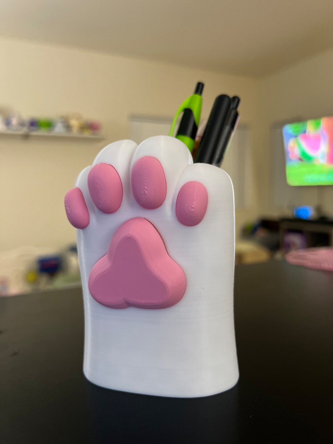 Cute Cat Paw Pen Holder - Kawaii Cat Pen Holder - Cat Desk Pen 3D - Cat ...