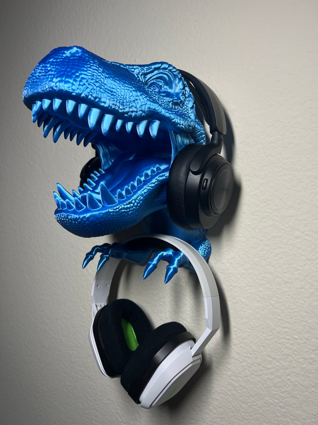 3D Printed T-rex Headphone Hanger: Wall Mounted Dinosaur Headset Holder ...