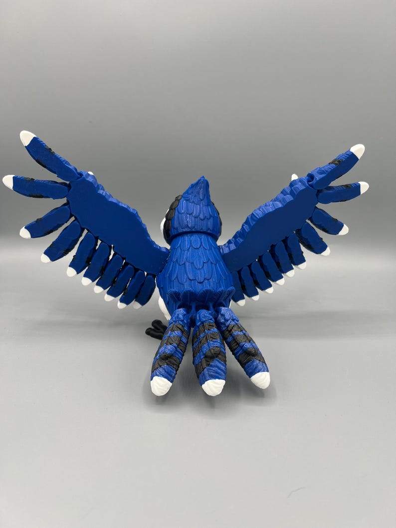 3D Printed Articulated Blue Jay: Poseable Bird Toy, Custom Colors - Etsy