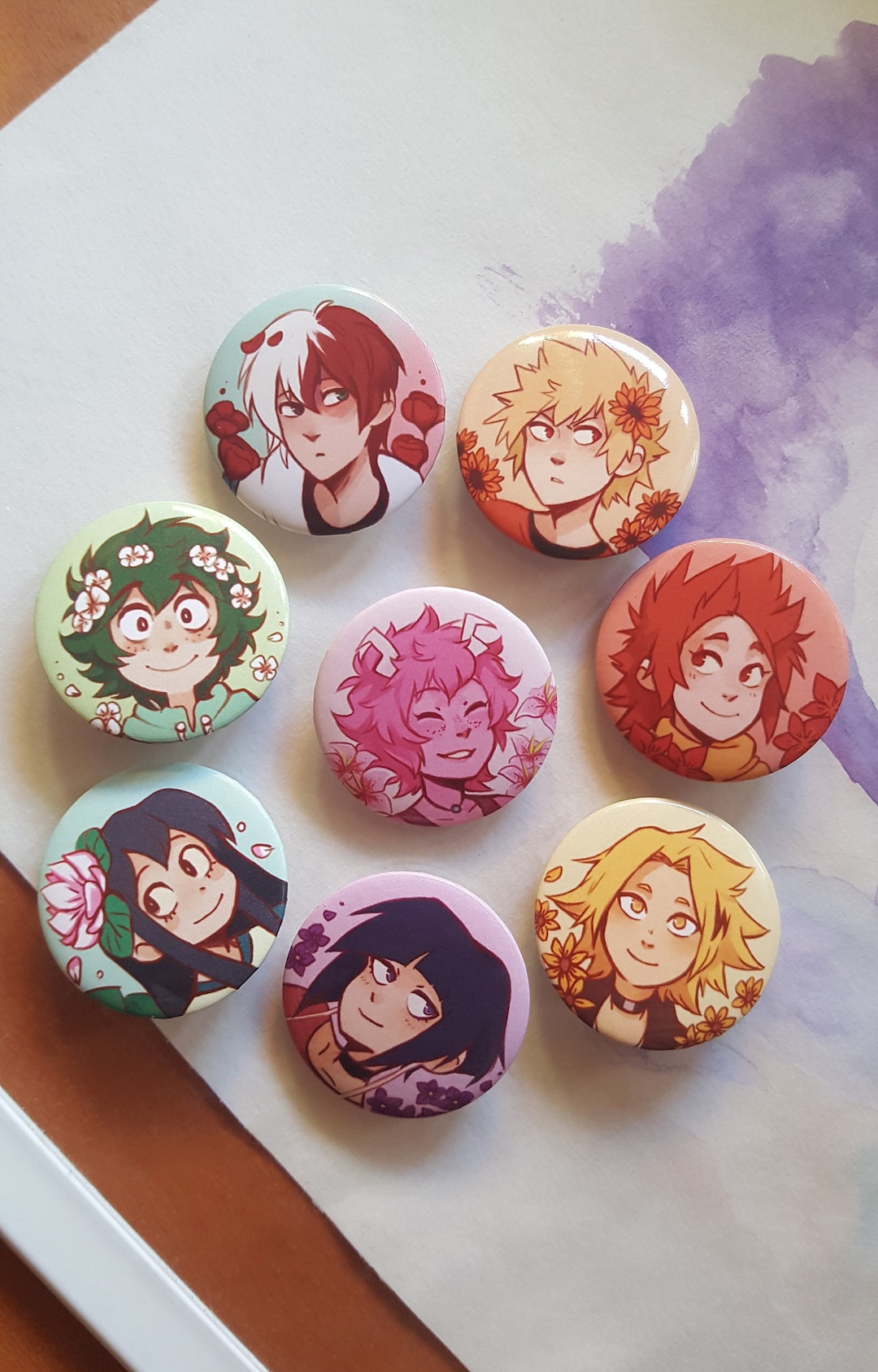 Heroes Flower Button Pins - Etsy