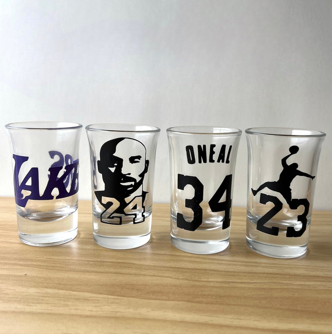 LA X Lakers 4 Pack Shot Glasses Set Feat. NBA Kobe Bryant, Shaquille ...