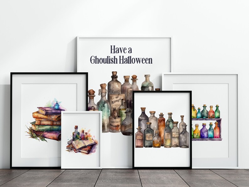 Spooky Magic Spell Potion Bottles Clip Art Frightfully Cute Graphics ...