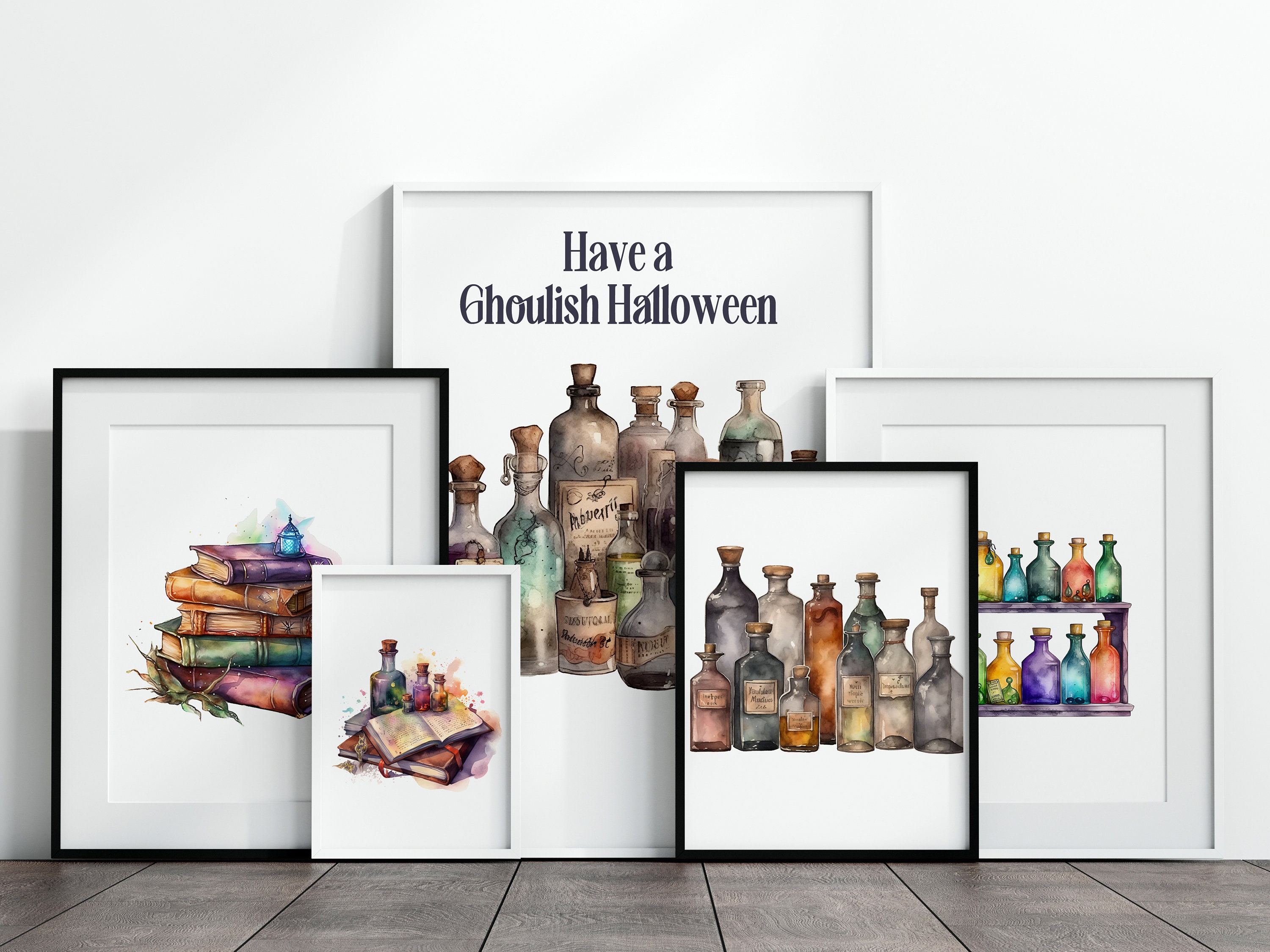 Spooky Magic Spell Potion Bottles Clip Art Frightfully Cute Graphics ...