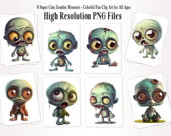 Zombie Friends Clip Art, Spooky Cute PNG Graphics Download, Ghoulish ...