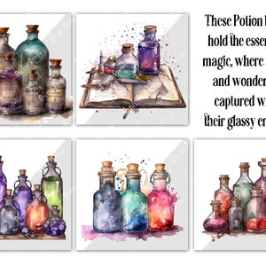 Spooky Magic Spell Potion Bottles Clip Art Frightfully Cute Graphics ...