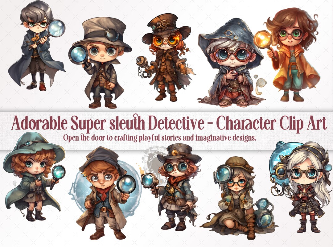 10 Steampunk Fantasy Detective Super Sleuth Clip Art Graphics - Etsy