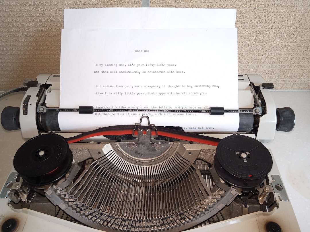Personalised Poem on a Typewriter - Etsy