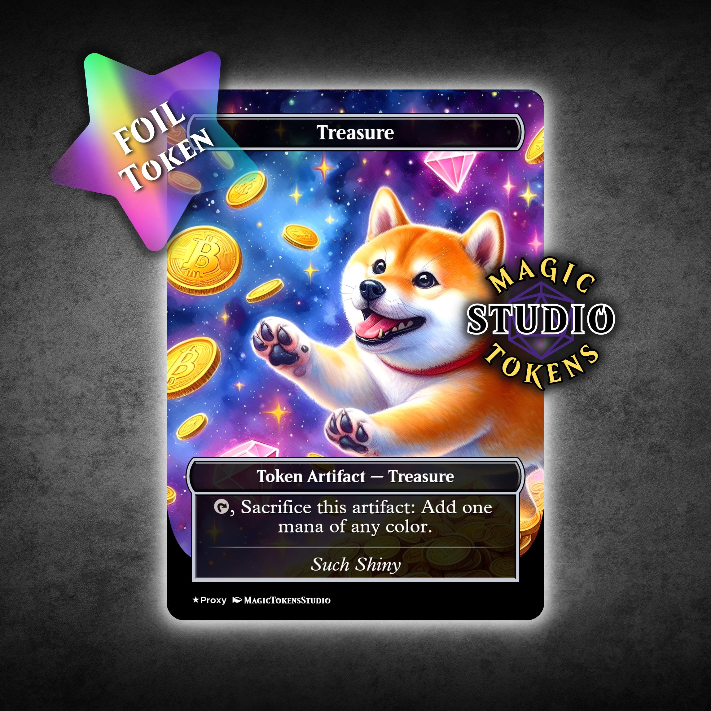 MTG Foil Treasure Token Custom MTG Proxy Cards, Anime Magic Card ...